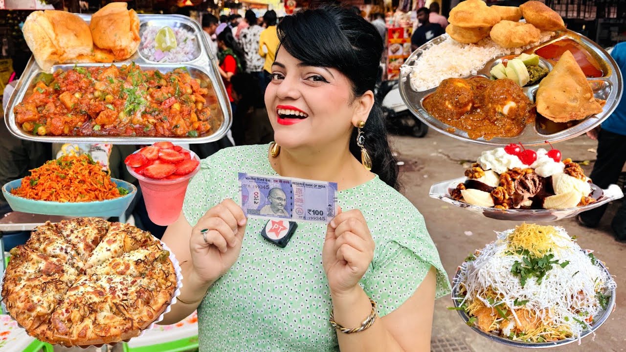 Rs 100 Street Food Challenge | Mumbai Food Challenge - YouTube