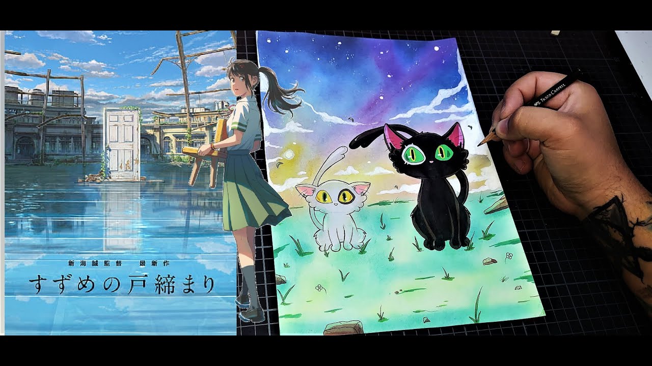 Drawing the Cats from SUZUME Daijin & Sadaijin - YouTube