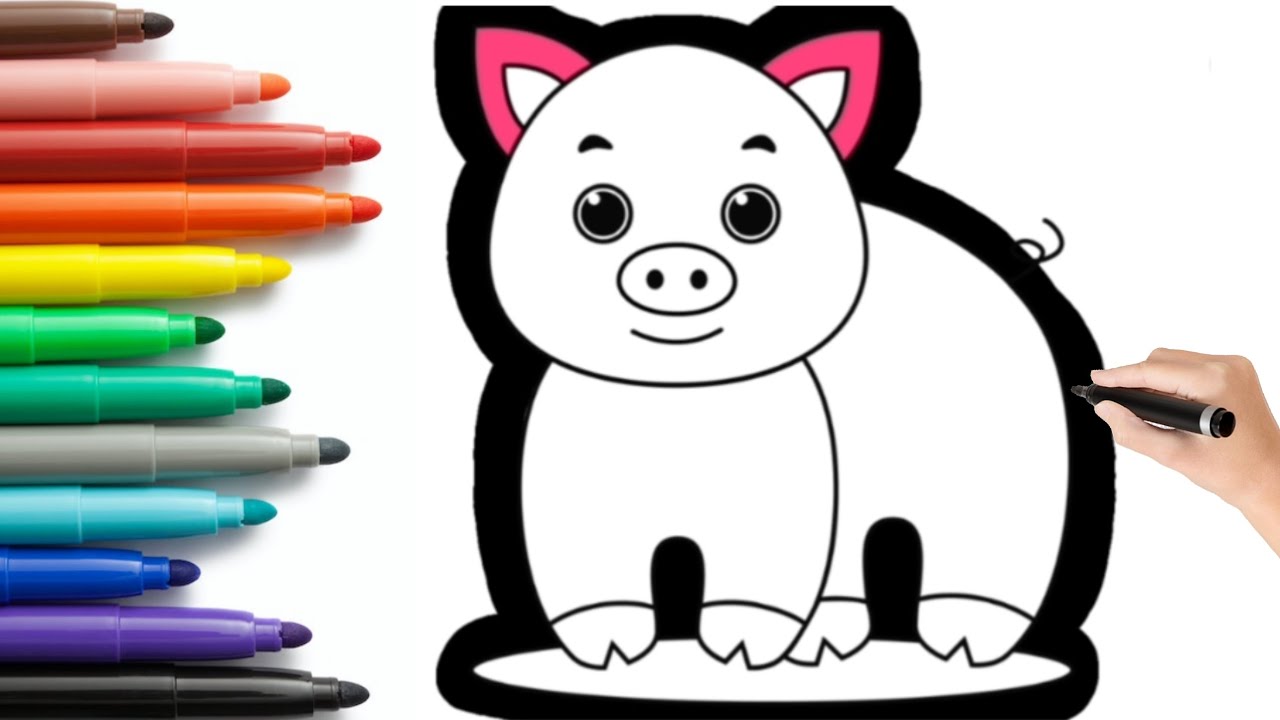 Mewarnai Gambar Babi ,Cara Mewarnai Untuk Anak || Coloring Pig Pictures ...