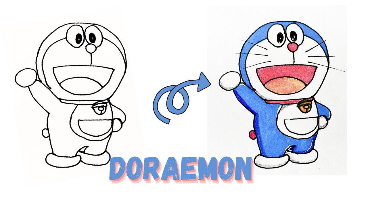 How to draw Doraemon | Doraemon drawing and color step by step | Draw ...