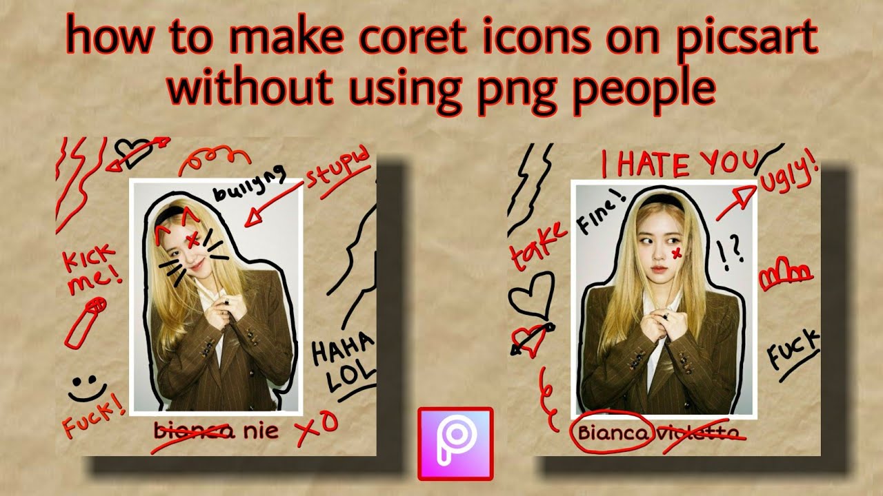 how to make coret icons on piscart - YouTube