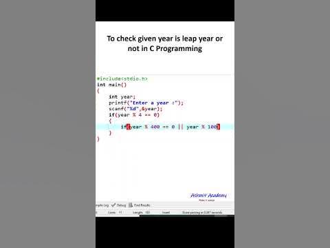 To check the given year is leap year or not using C Programming - YouTube