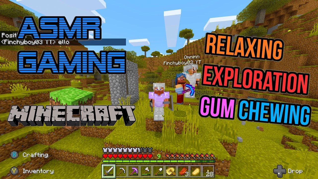 ASMR Gaming 💎 Minecraft Relaxing Exploration Gum Chewing 🎮🎧 Controller ...