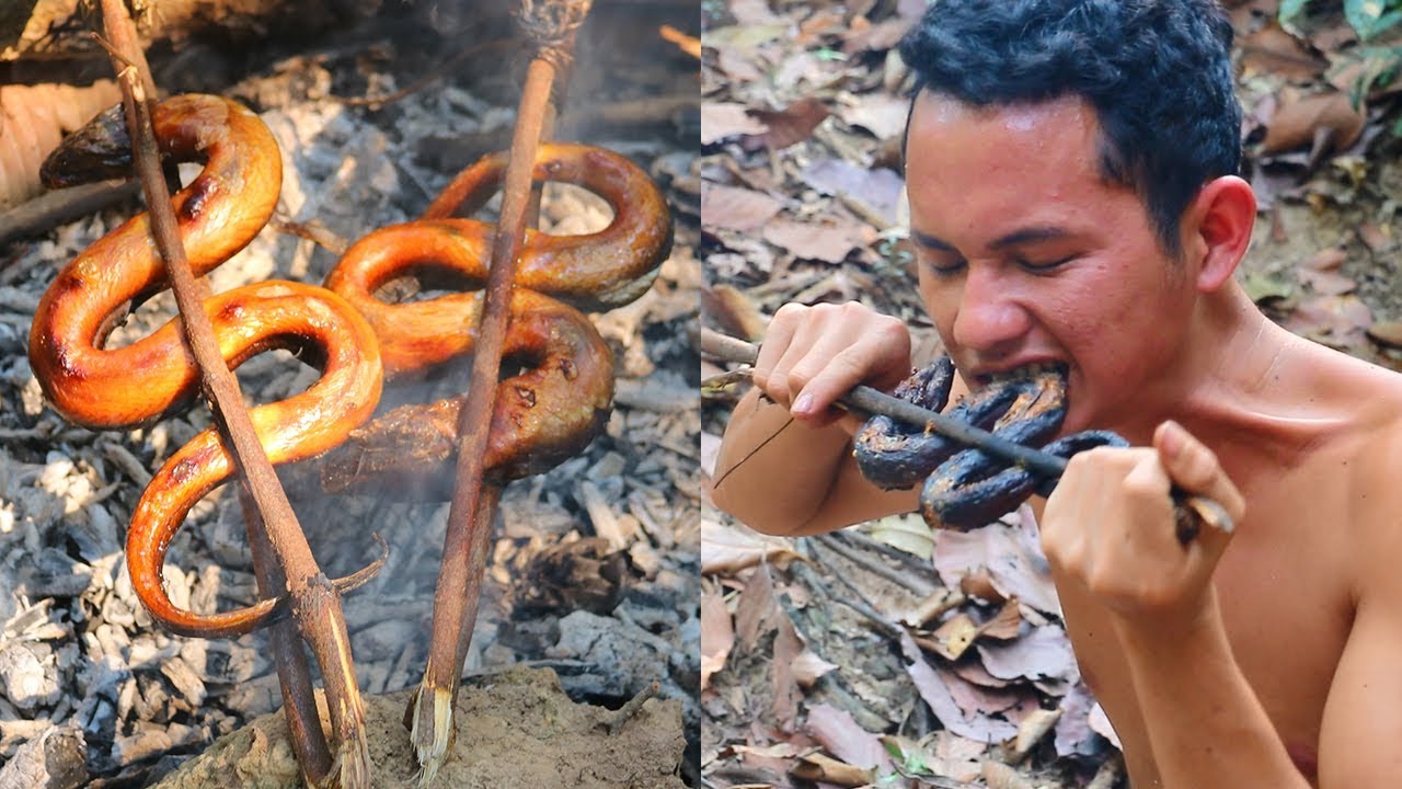 Primitive Technology : Catching eels and baking them extremely ...