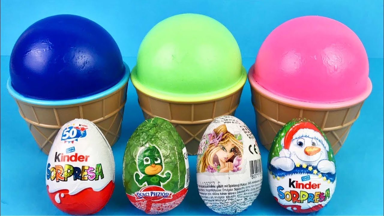 3 Color Play Doh Ice Cream Cups | Learn Colors Winx Kinder Surprise ...