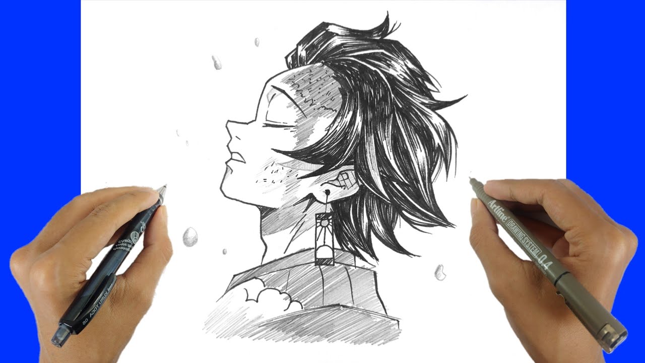 How to draw Tanjiro Kamado - Step by step tutorial | DemonSlayer - YouTube
