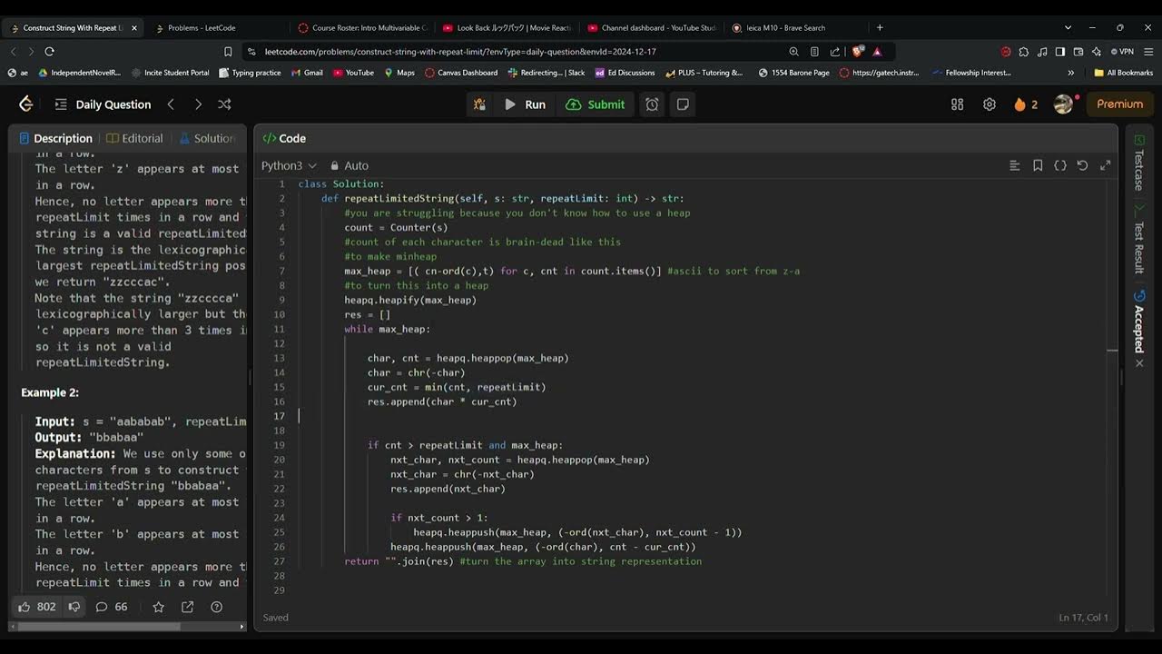 Construct String With Repeat Limit - Leetcode - YouTube