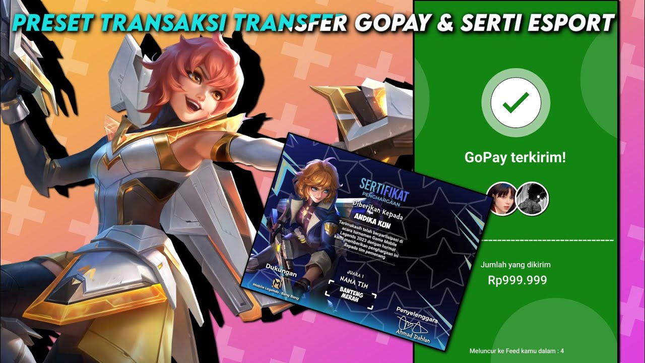 PRESET TRANSAKSI TRANSFER GOPAY DAN ESPORT SERTIFIKAT MLBB + MENTAHAN - YouTube