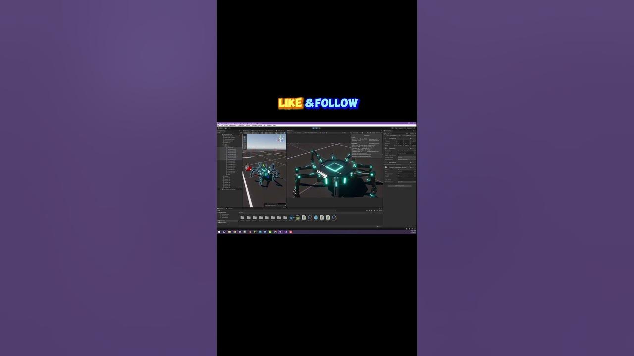 UNITY procedural animation with 8_legged robot #dev_log 1 - YouTube