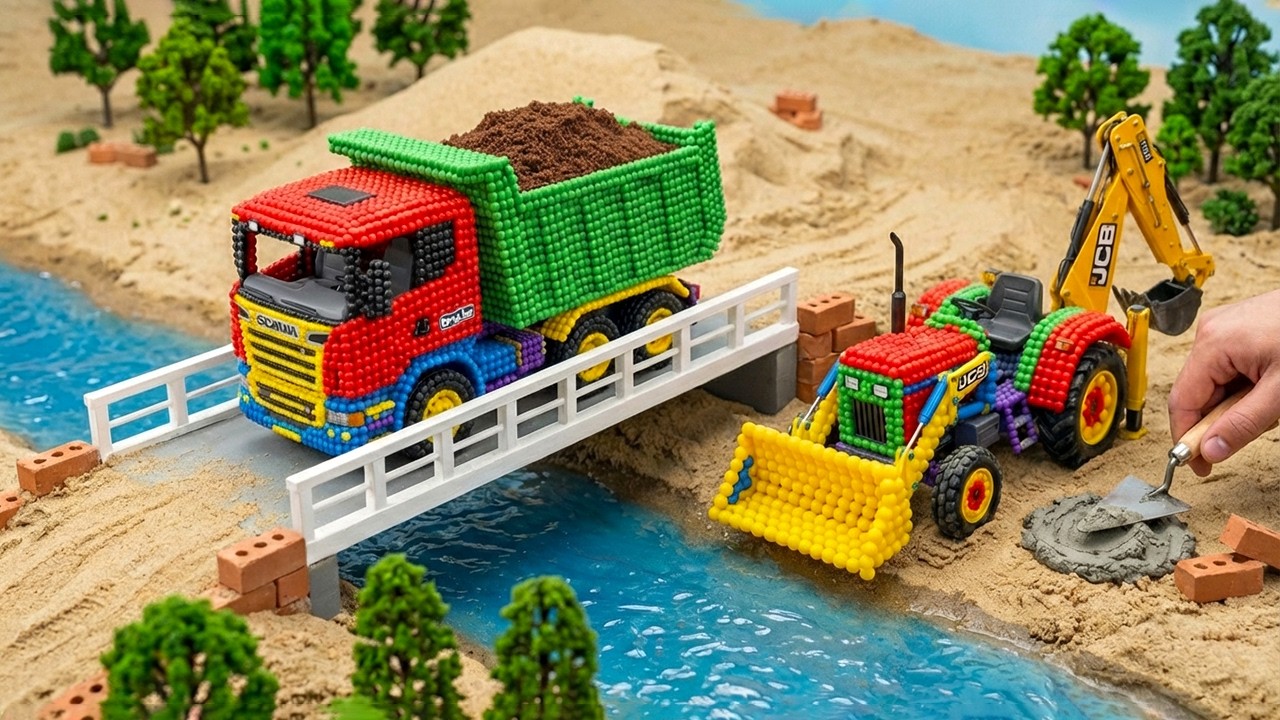 DIY Mini Tractor Road Roller & JCB 3cx Making Concrete Road ...