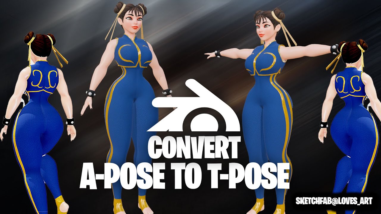 blender essentials convert A-pose to T-pose - YouTube