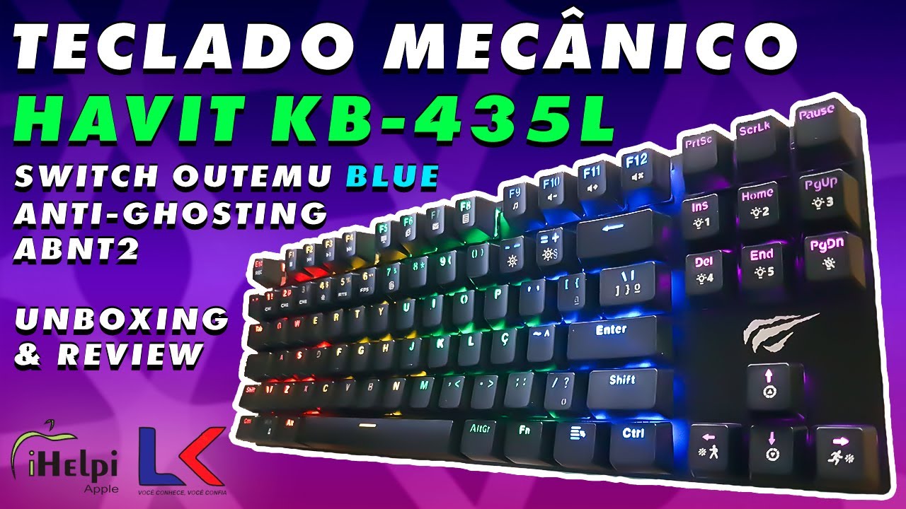 TECLADO MECÂNICO HAVIT KB435L SWITCH AZUL | UNBOXING E REVIEW - YouTube