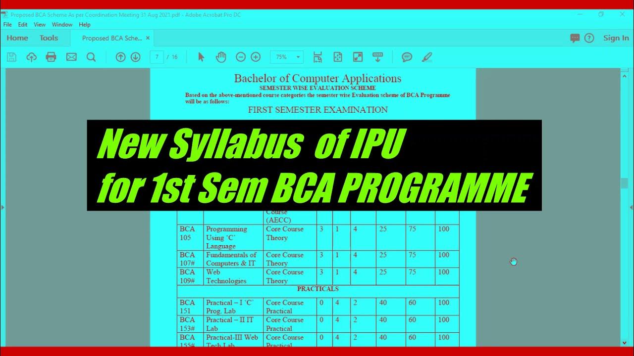 IP University BCA 1st SEM New Syllabus 2021 #ipu #bca - YouTube