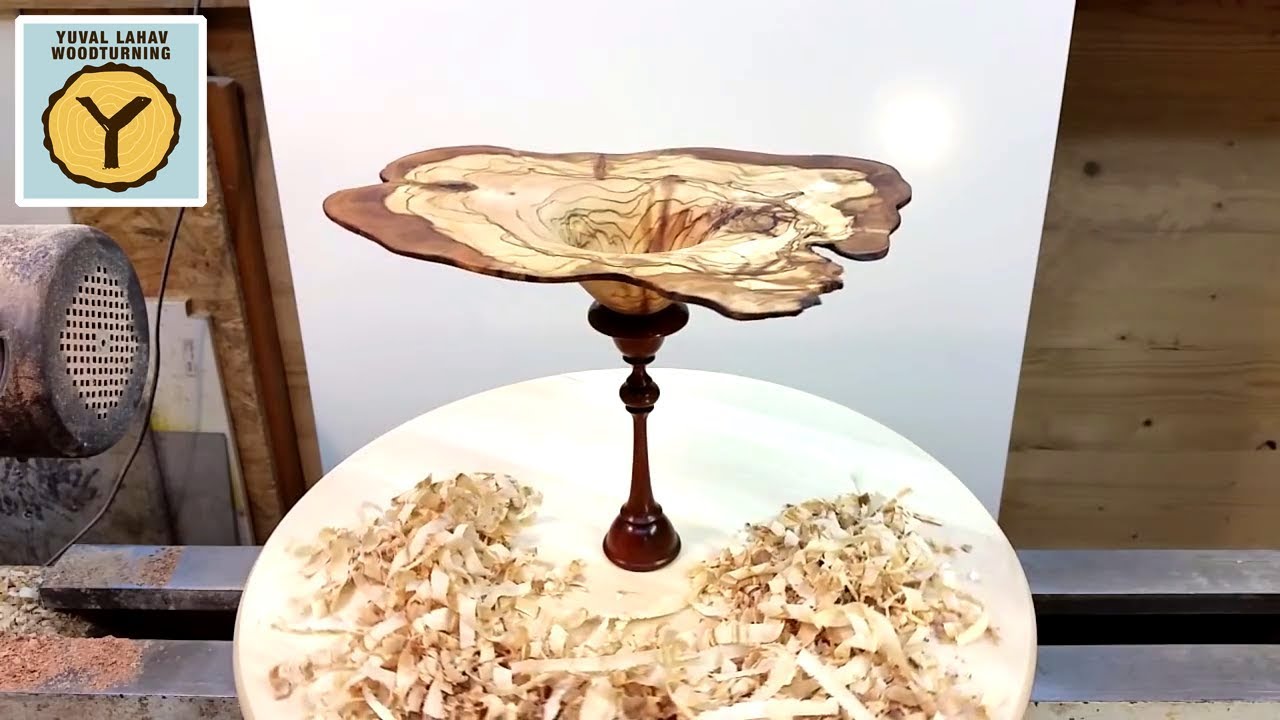 Woodturning Natural Edged Footed Olive Cup - YouTube
