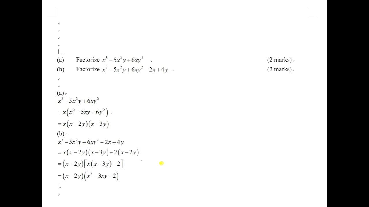2021F3T2B01 Factorization using cross method - YouTube