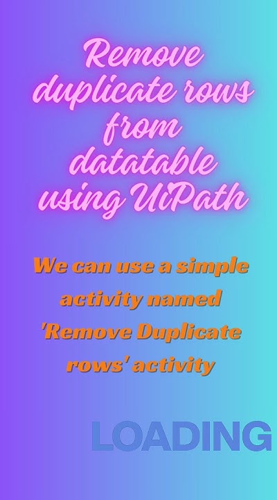 How to remove duplicate rows from datatable using UiPath?#shorts #rpa #uipath#excel - YouTube