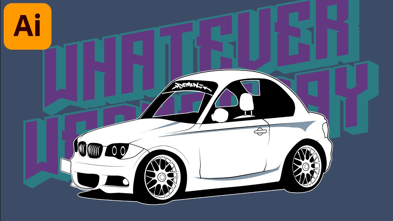Bmw 135i Cartoon car drawing / Adobe Illustrator - YouTube