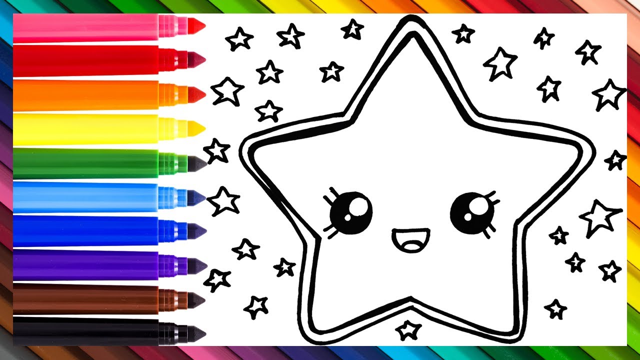 Draw And Color A Cute Star 🌈 Drawings For Kids - YouTube