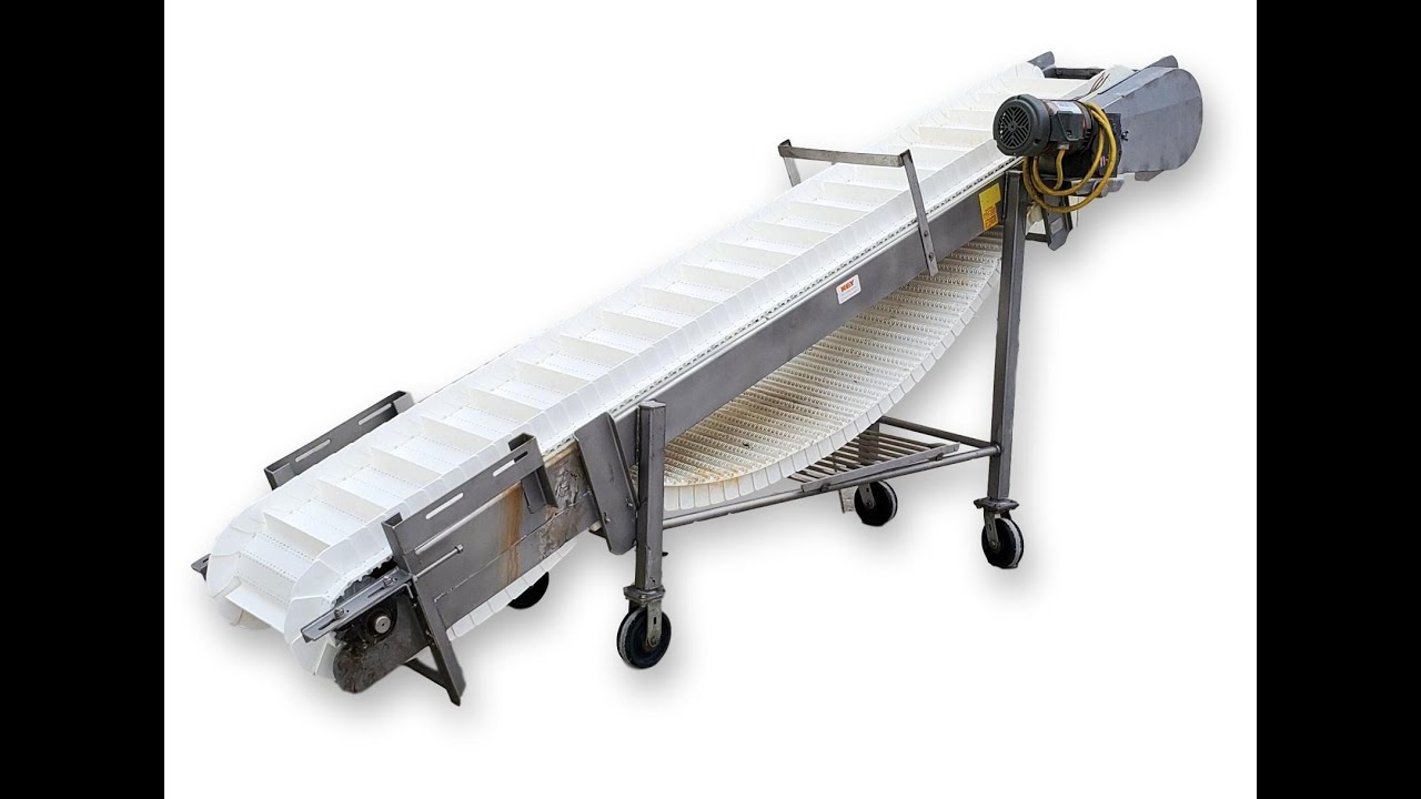 Used Key Technology 16" X 10' Incline Stainless Steel Plastic Link Belt ...