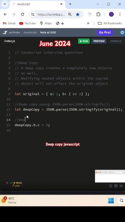 148200 Deep Copy Javascript Softwareengineer Javascript Coding Code Coder Youtube
