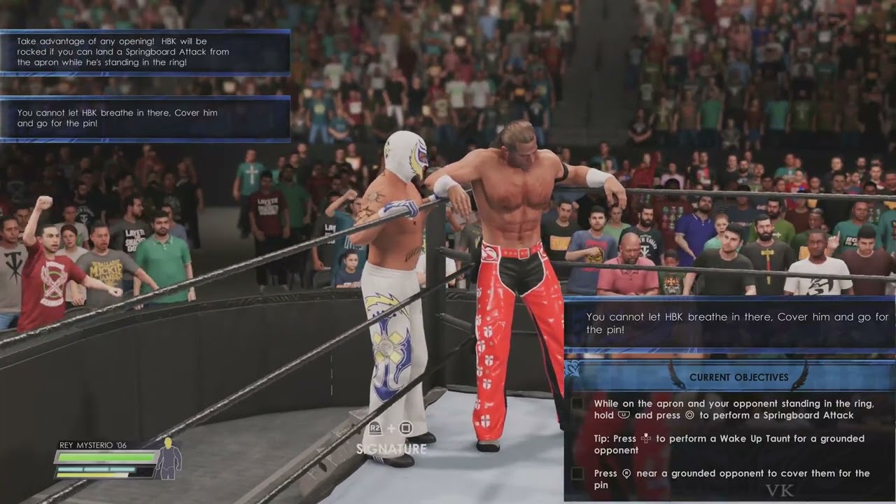 WWE 2K22 Rey Mysterio land a springboard attack from the apron while ...