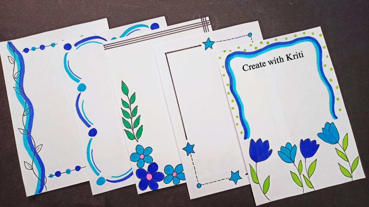 5 simple blue border design for project file | New First page design for project file | Front ...