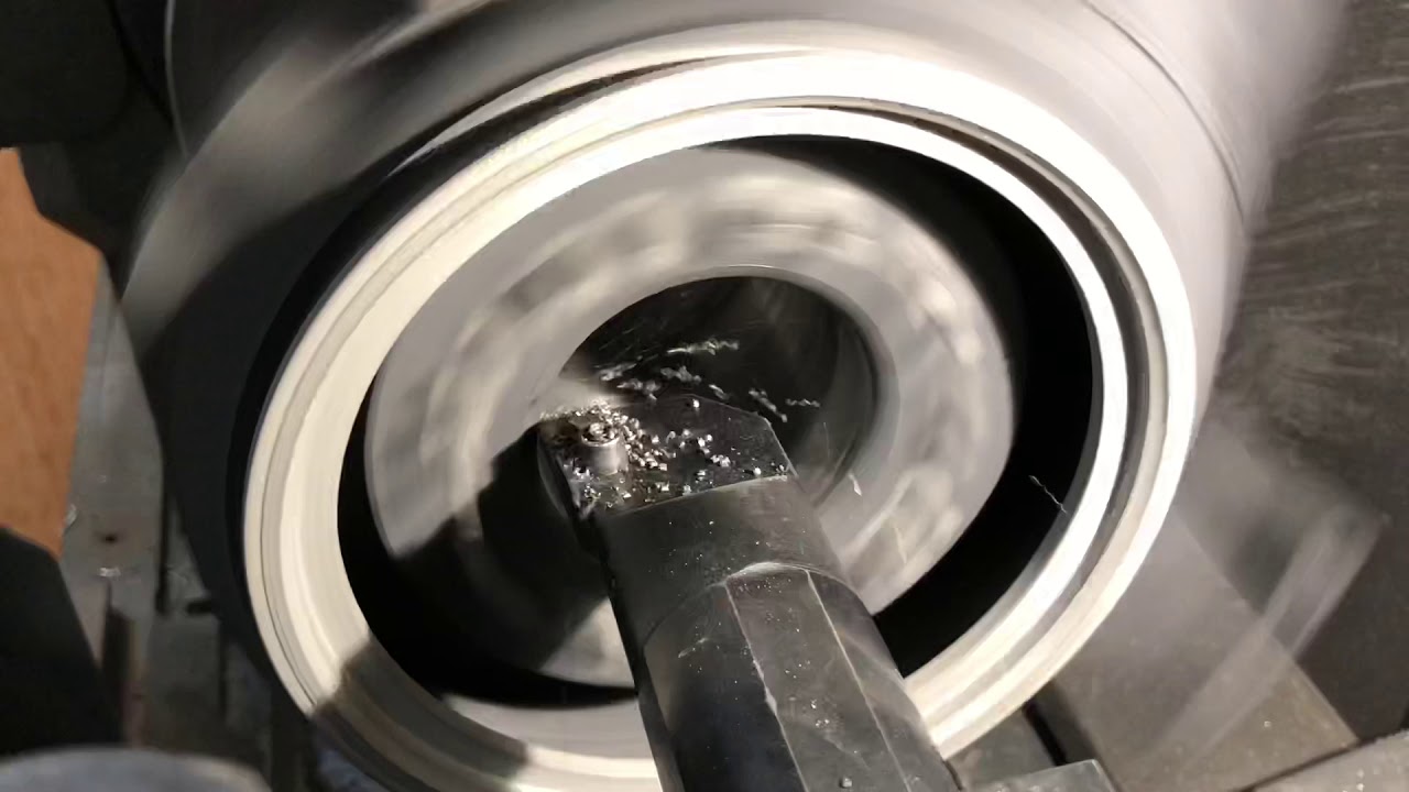 6.0 Powerstroke turbine housing machining - YouTube
