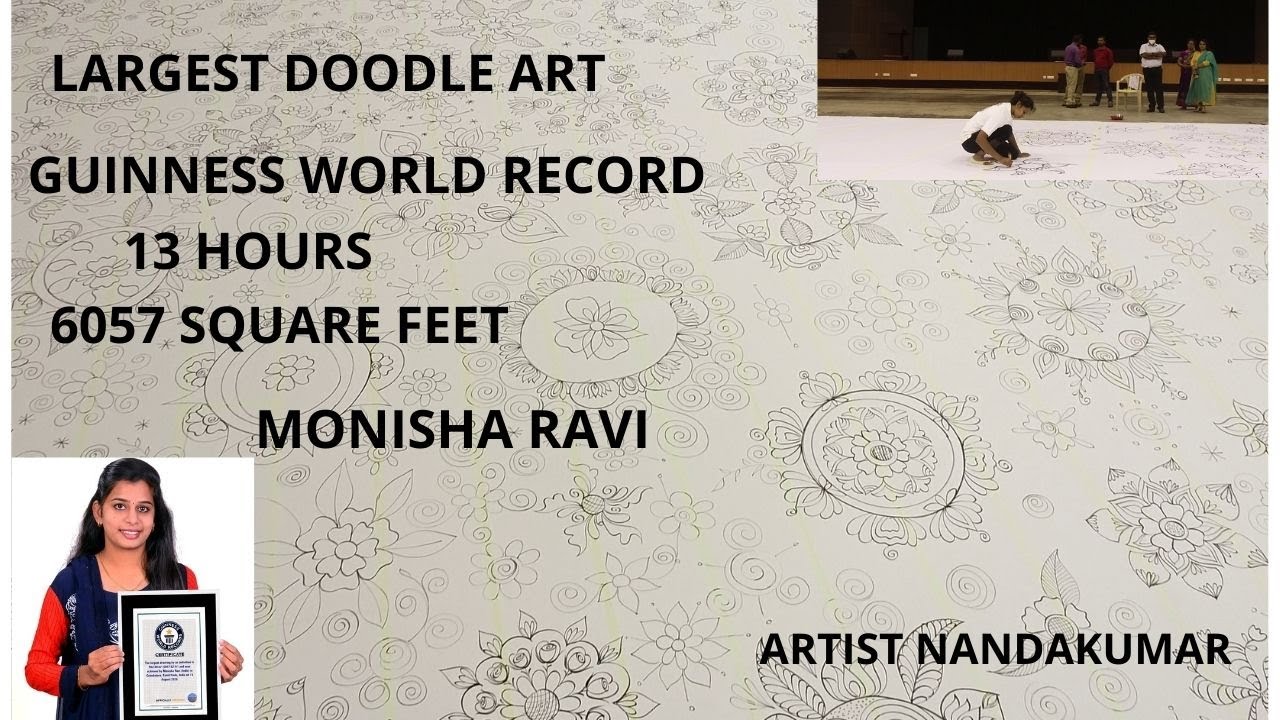 LARGEST DOODLE ART|GUINNESS WORLD RECORD|13 HOURS |6057 SQUARE FEET ...
