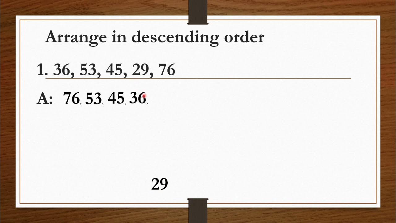 Explanation of arrange in descending order(Std-1)(Sub-Mathematics ...