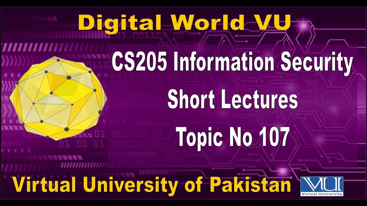 CS205 Information Security Short Lectures Topic N0 107 - YouTube