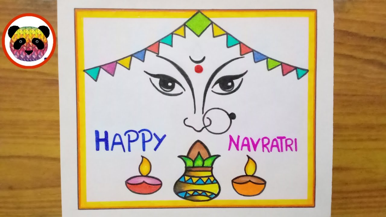 Navratri drawing / Navratri special drawing / Navratri drawing easy ...