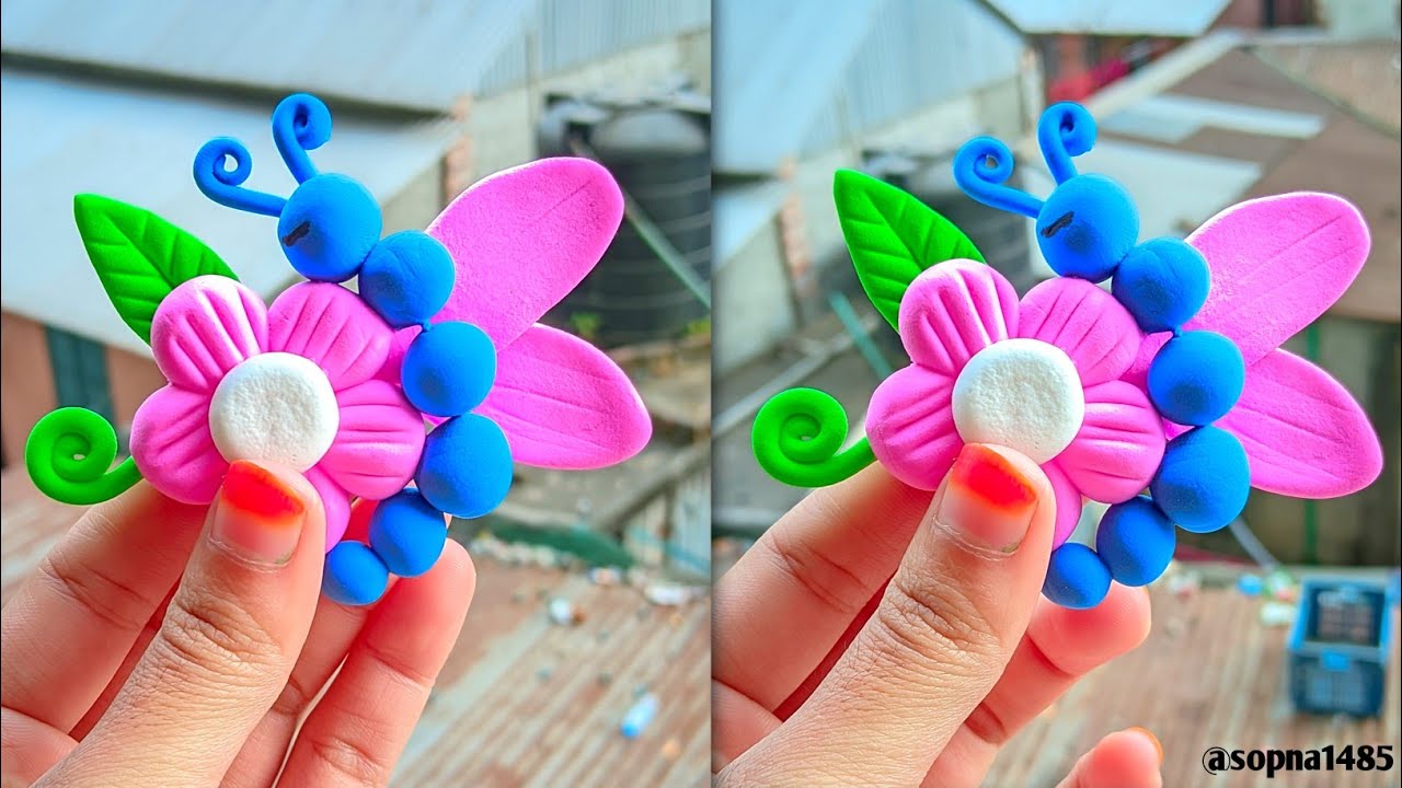 How To Make Flower Showpiece With Clay // Beautiful Showpiece Making ...