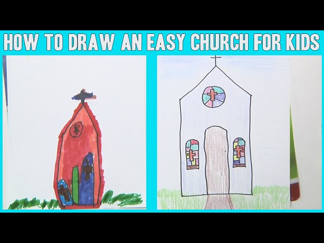Church Drawing For Kids With Colour