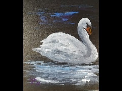 Swan on the pond 11x14 oil painting tutorial - YouTube