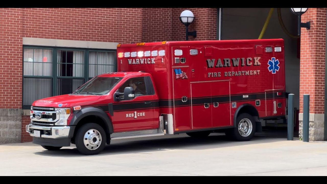 Warwick RI Fire Dept Rescue 1 responding mutual aid - YouTube