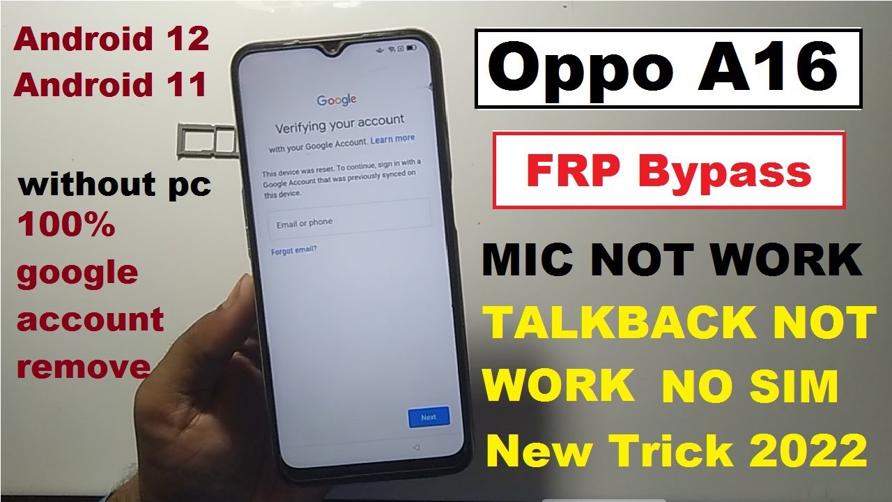 Oppo A16 FRP Bypass | Oppo CPH2269 New Trick 2022 |Google Account Bypass Without Pc NOSIM ...