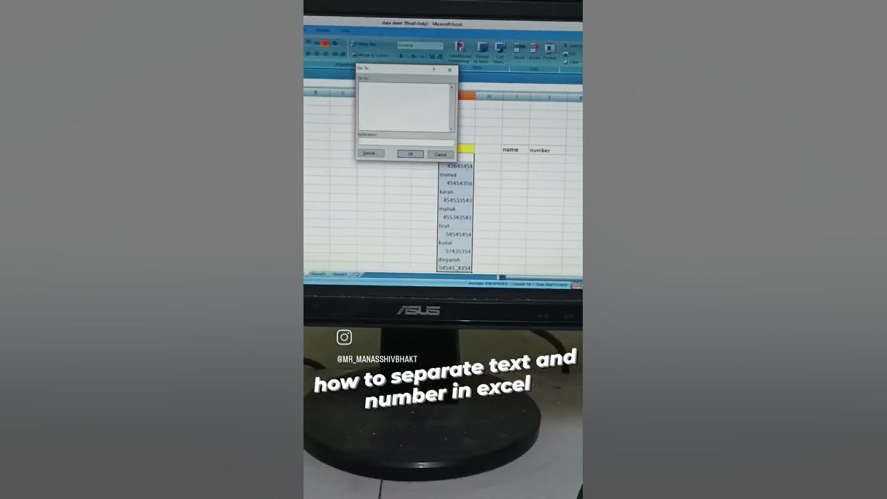 #Short trick to separate text or number in excel#computer #ytshort #viral 💻💻 - YouTube