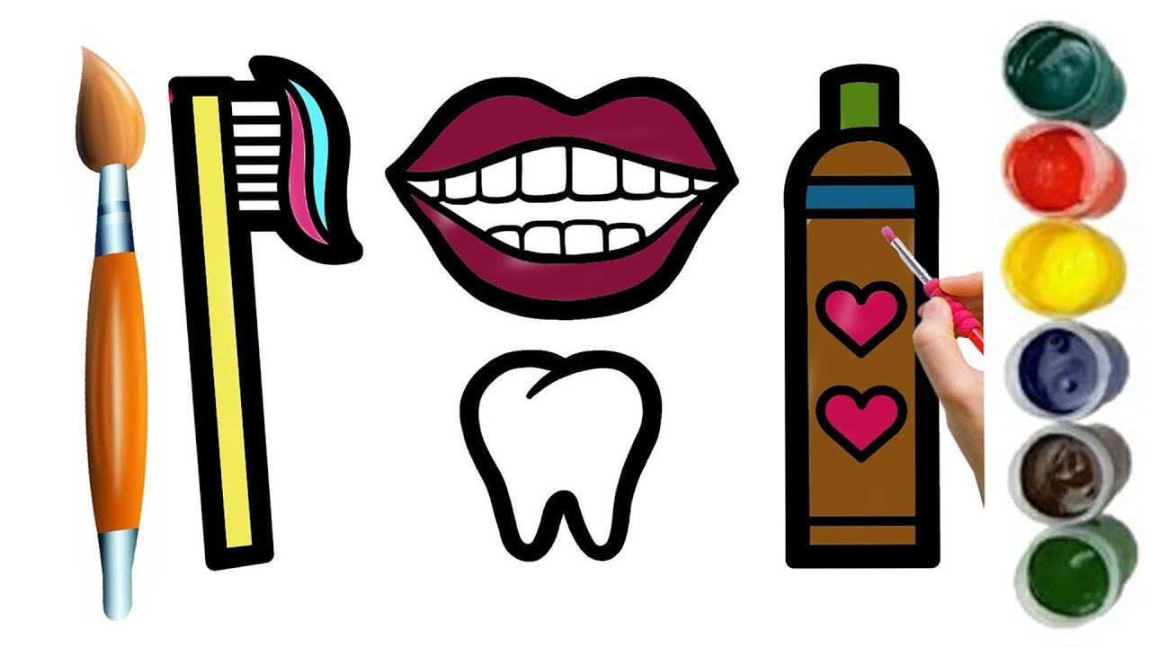 Amazing Toothpaste and Toothbrush Drawing and Coloring for kids ...