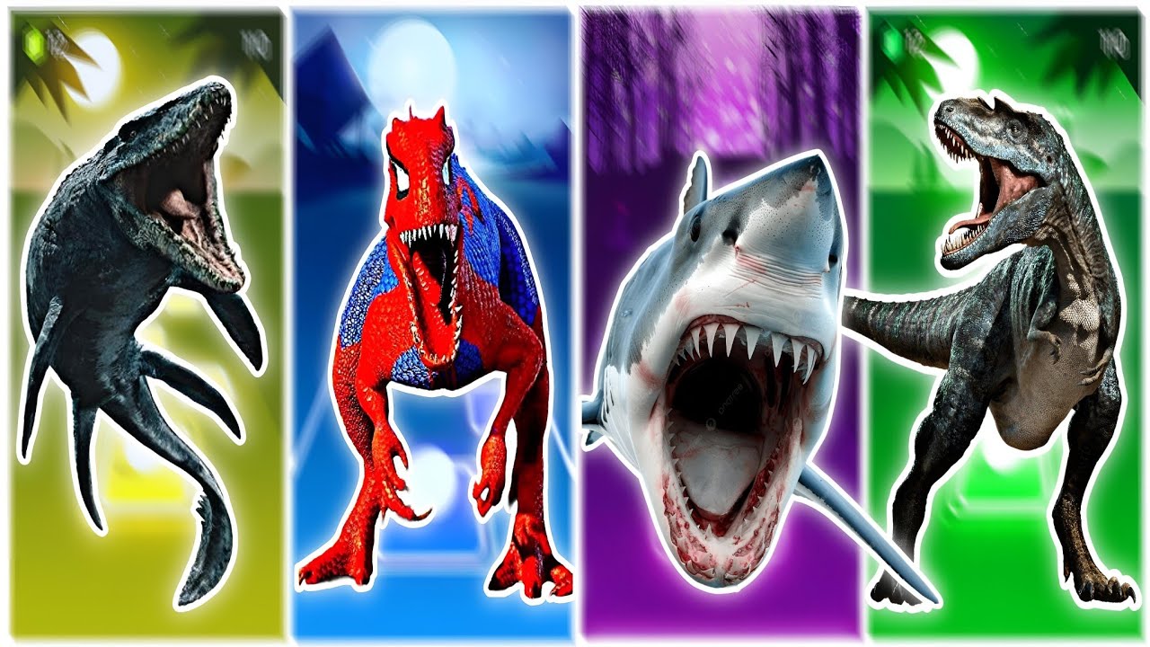 🦈JurassicWorld Mosasaurus 🆚Dinosaur Spider Man 🆚Megalodon 🆚 ...