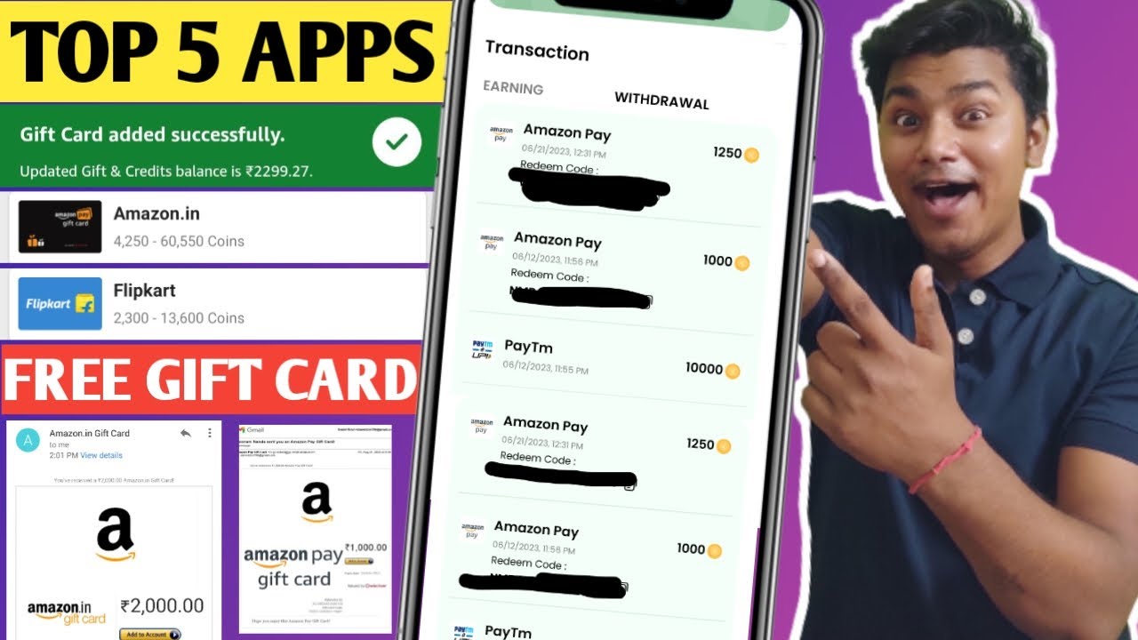 Top 5 Apps To Earn Free Gift Card | How To Get Free Amazon Gift Card ...