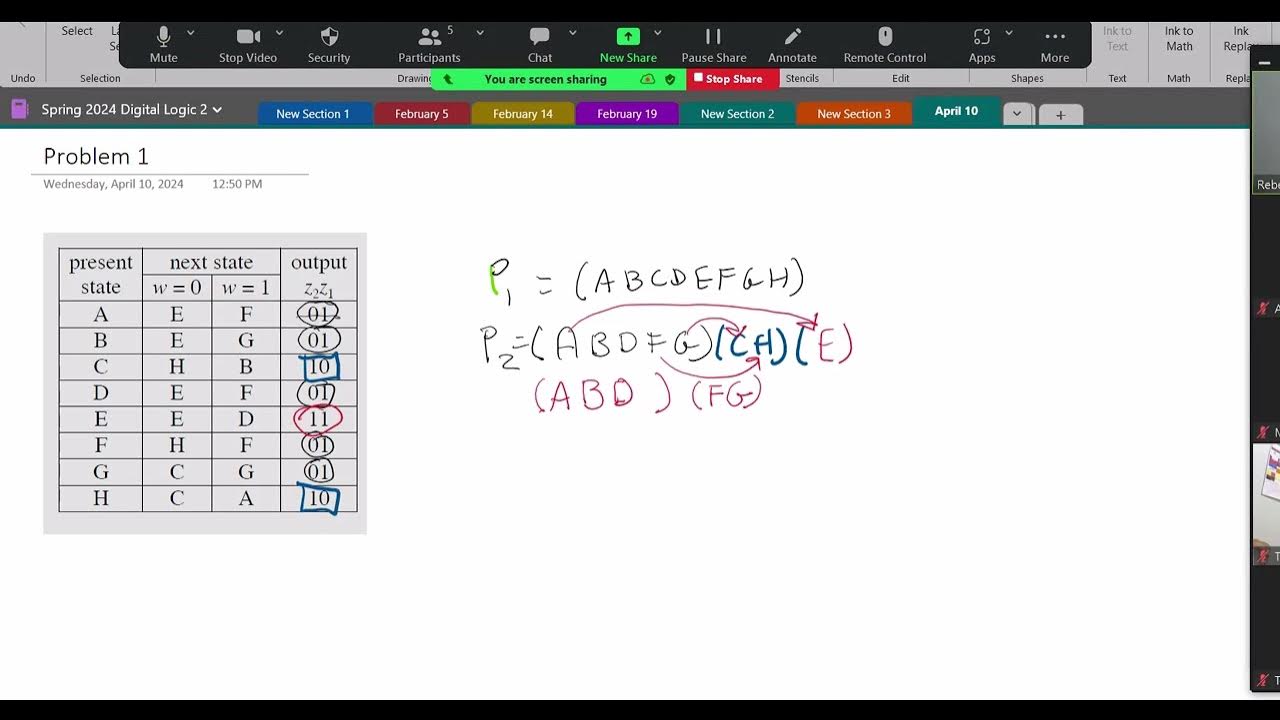State Minimization Worksheet 7 Problem 1 - YouTube