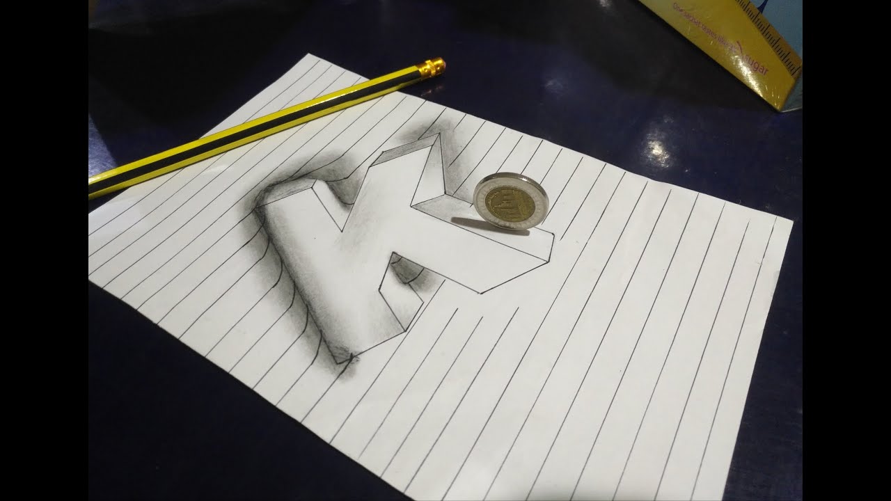 How to draw floating letter K - YouTube