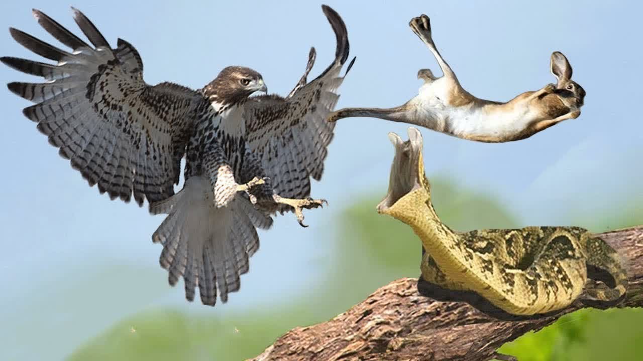 hawk saves rabbit from a snake - Animals SAVING other animals - YouTube