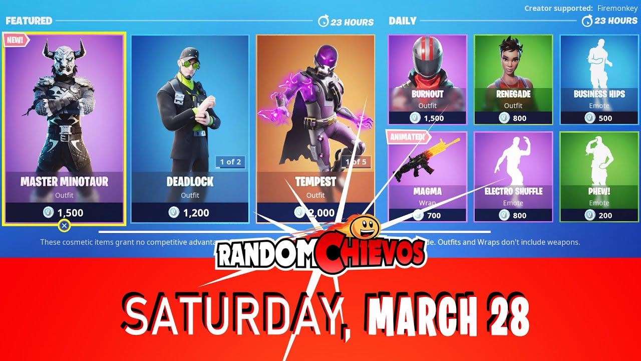Fortnite TODAY'S Item Shop MARCH 28 (Tempest, Master Minotaur ...