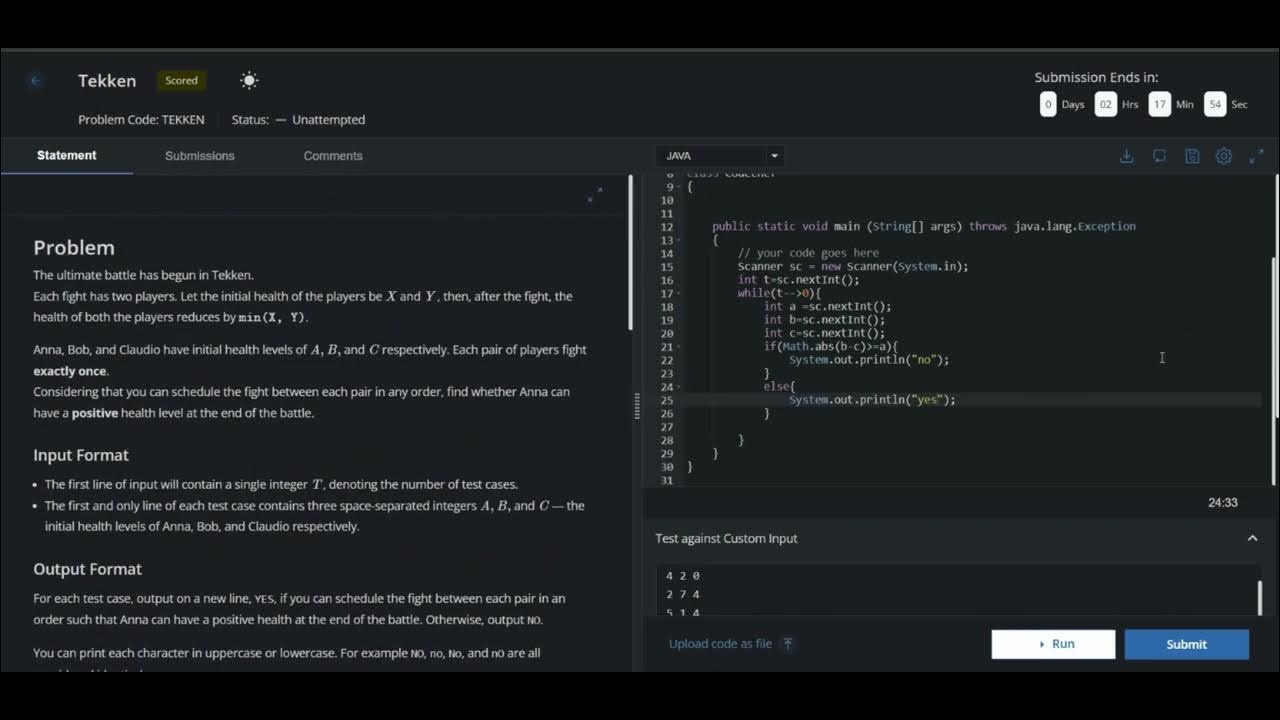 Tekken Codechef Contest Java Codegood Youtube