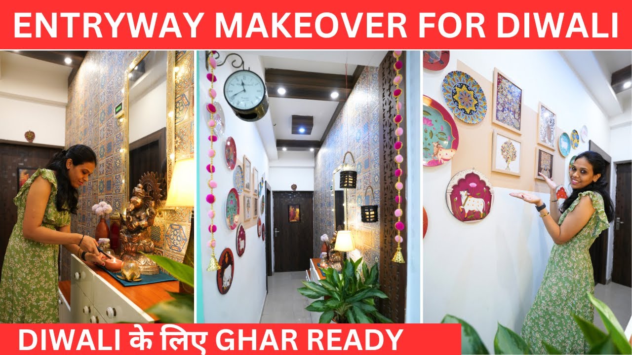 Indian Entryway Makeover On A Budget | DIY Makeover of Foyer For DIWALI ...