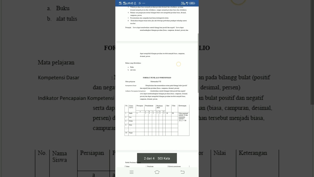 format penilaian portofolio instrumen non tes - YouTube