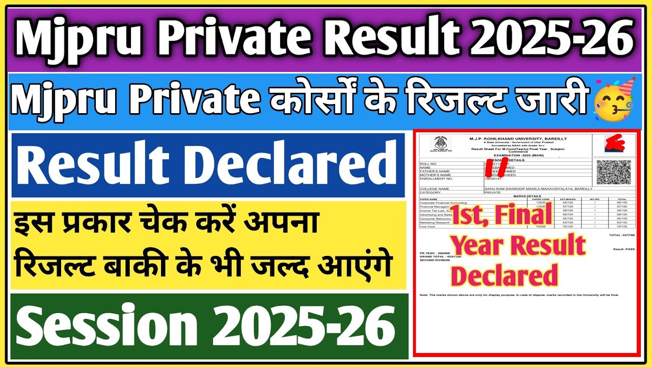 MJPRU private result 2025 | MJPRU BA private result 2025 | MJPRU ma ...
