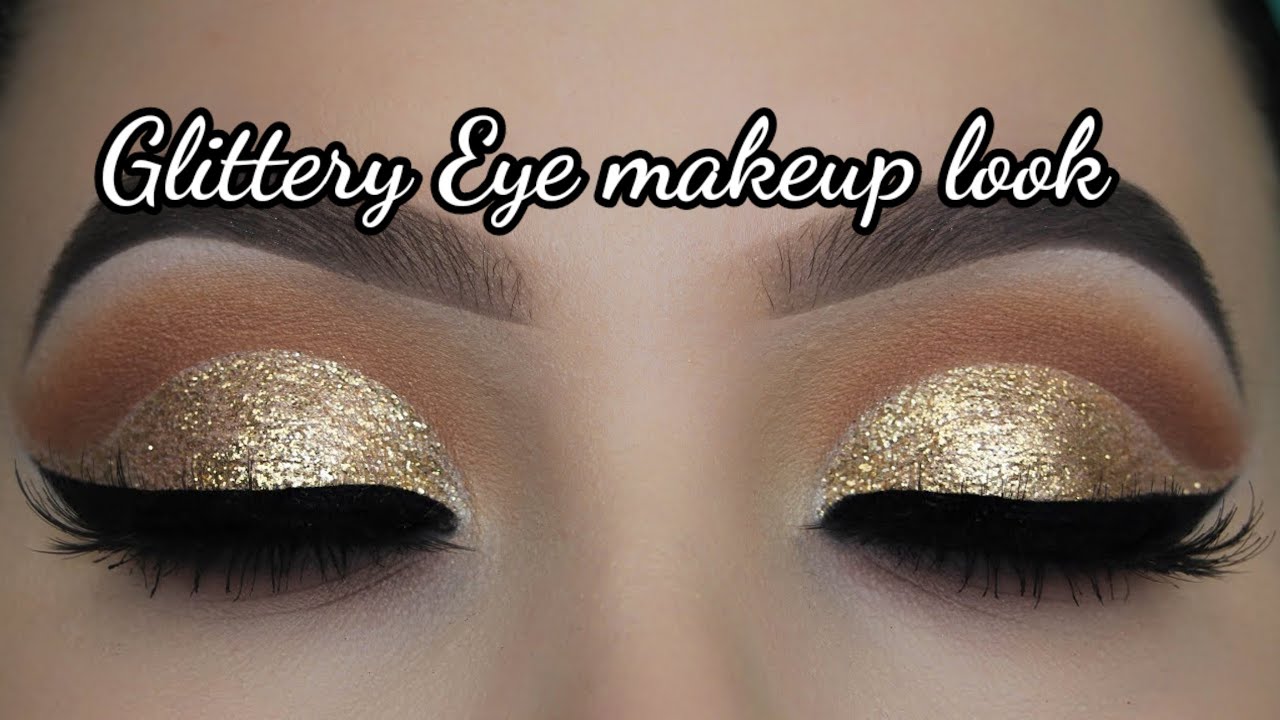 Golden Glitter Eye Makeup Look👁️ | Eye Makeup Tutorial 😍 | Glittery Eye ...