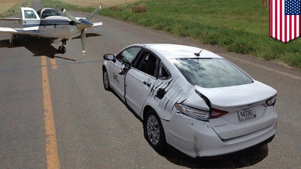 Dramatic escape: Plane lands on car after emergency landing on ...